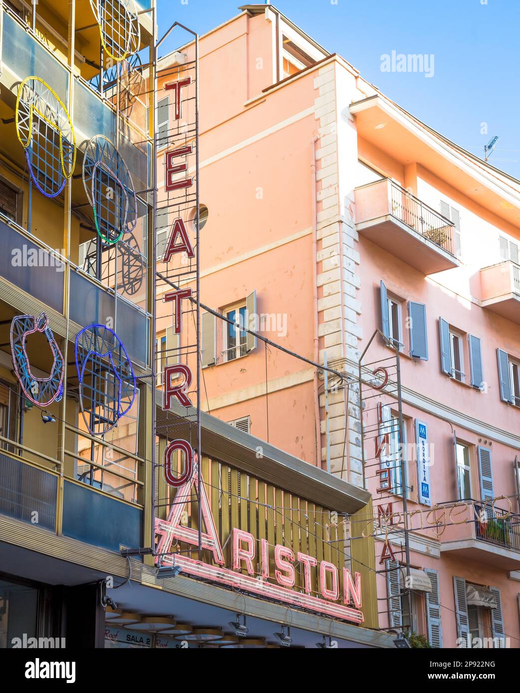 SANREMO, ITALY - CIRCA AUGUST 2020: view of the Sanremo Ariston theatre ...