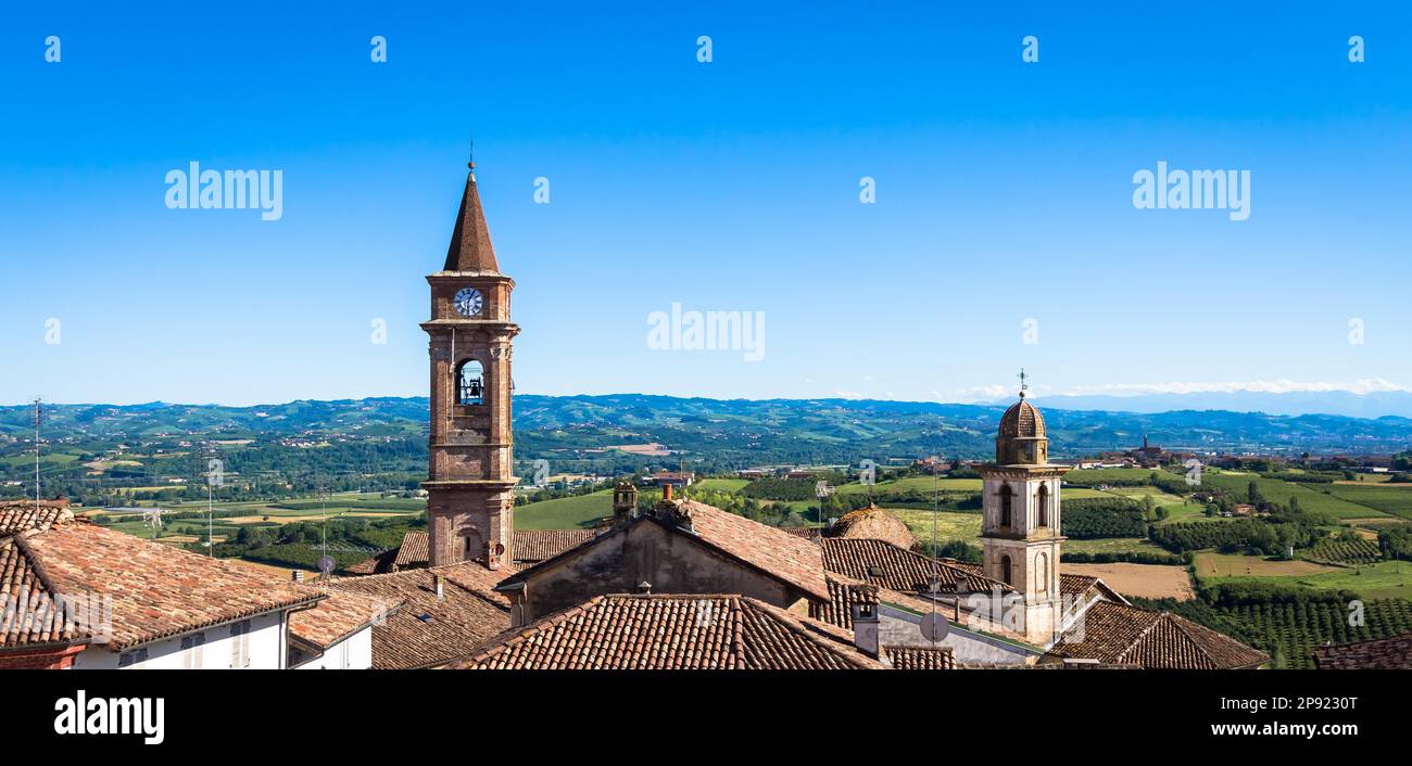 GOVONE, ITALY - CIRCA AUGUST 2020: Piedmont hills in Italy, Monferrato ...