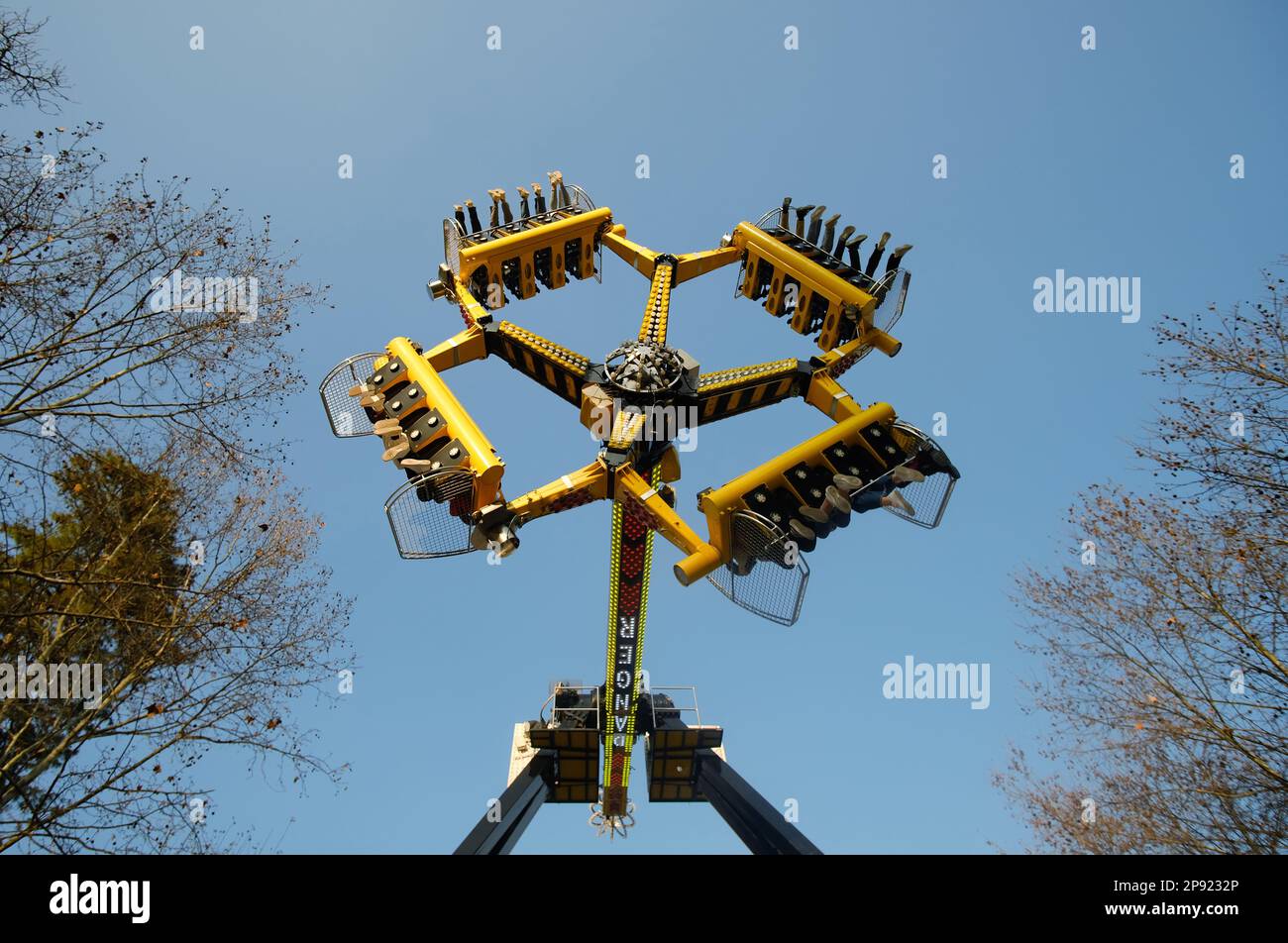 Amusement Park Ride - carrousel with flying people in the Luna Park ...