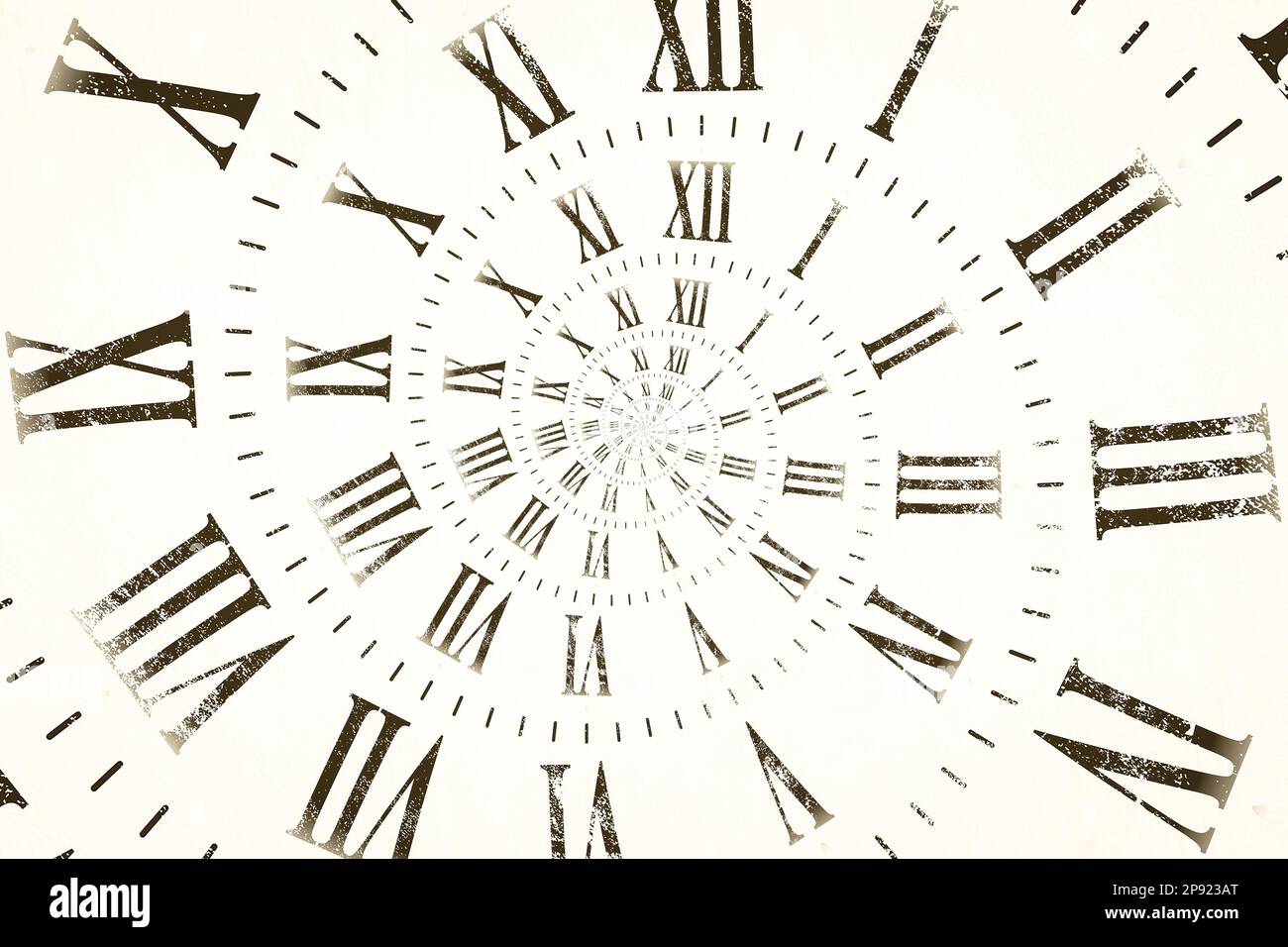 Droste effect background with infinite clock spiral. Abstract design ...