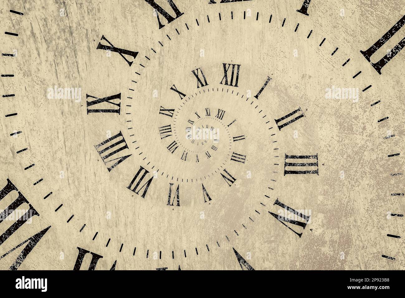 Droste effect background with infinite clock spiral. Abstract design ...