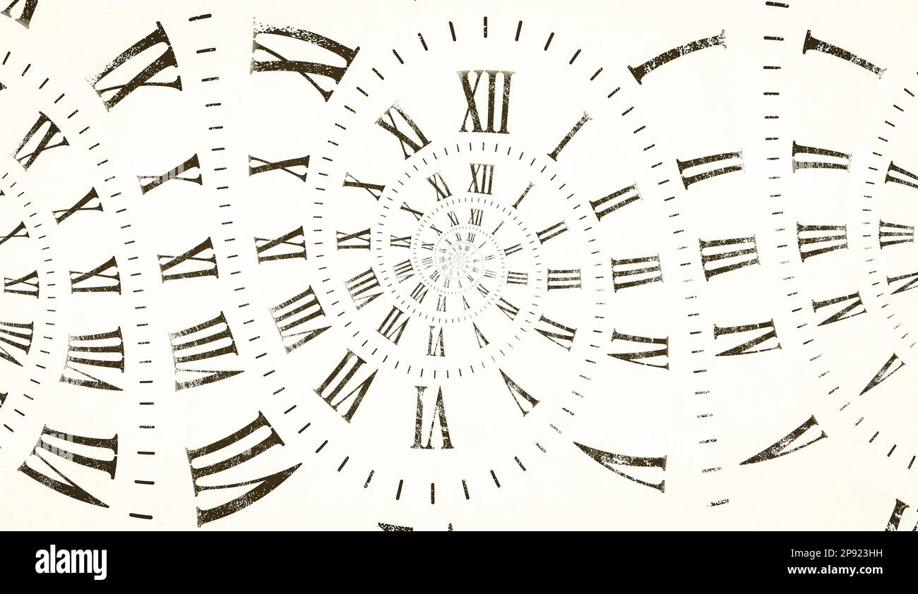 Droste effect background with infinite clock spiral. Abstract design ...