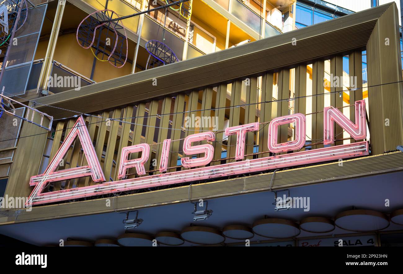 SANREMO, ITALY - CIRCA AUGUST 2020: view of the Sanremo Ariston theatre ...