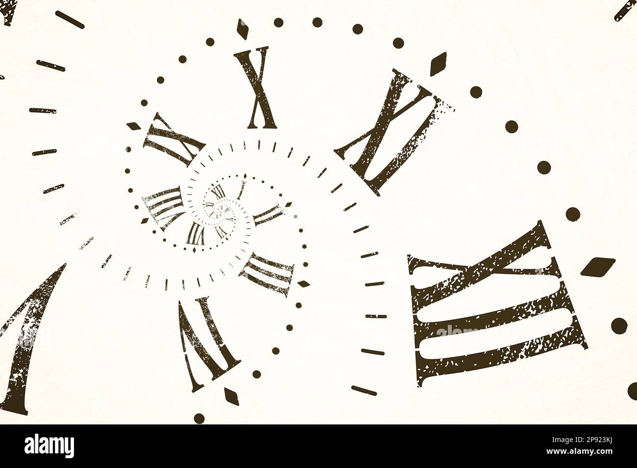 Droste effect background with infinite clock spiral. Abstract design ...