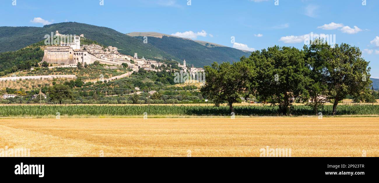 Assisi village in Umbria region, Italy. The town is famous for the most ...
