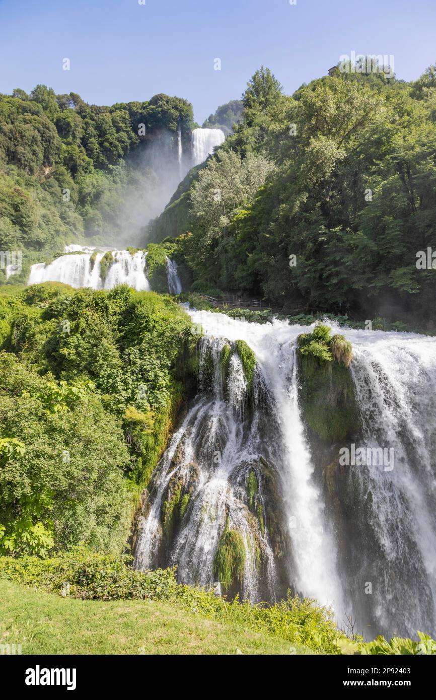 Marmore waterfall in Umbria region, Italy. Amazing cascade splashing ...