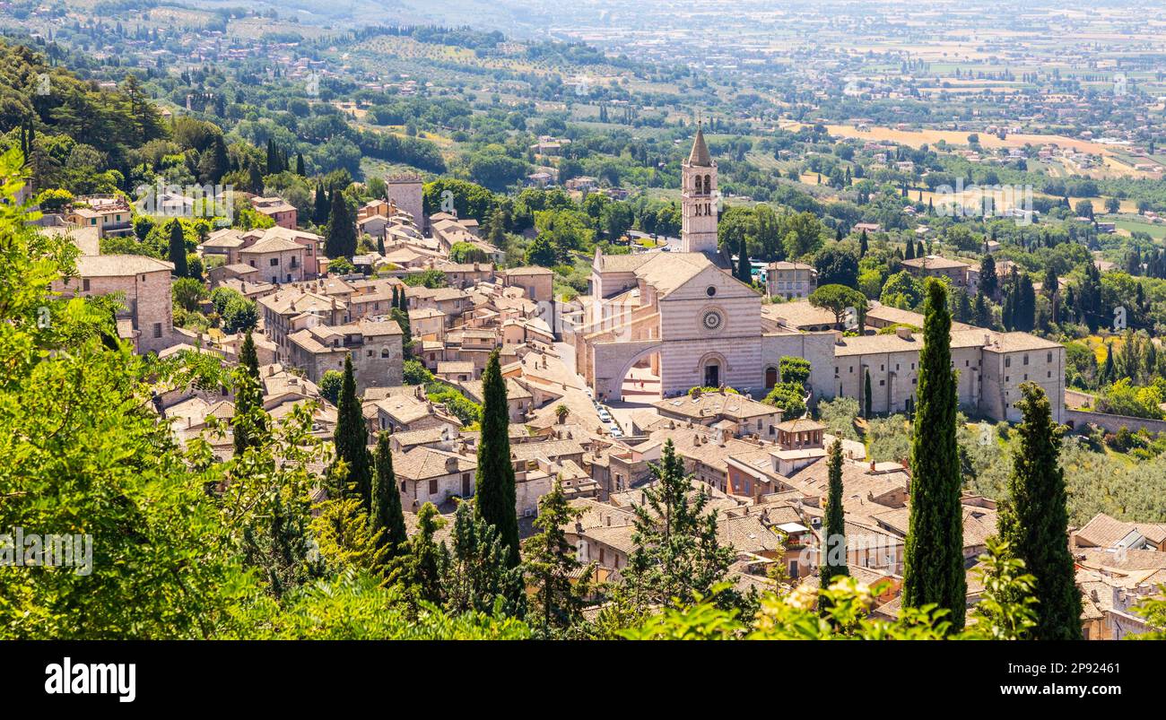 Assisi village in Umbria region, Italy. The town is famous for the most ...