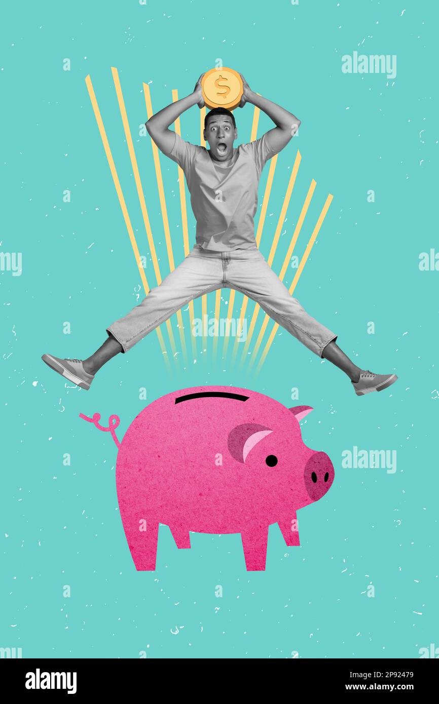 Creative abstract template graphics collage image of funny excited guy ... Creative abstract template graphics collage image of funny excited guy ...