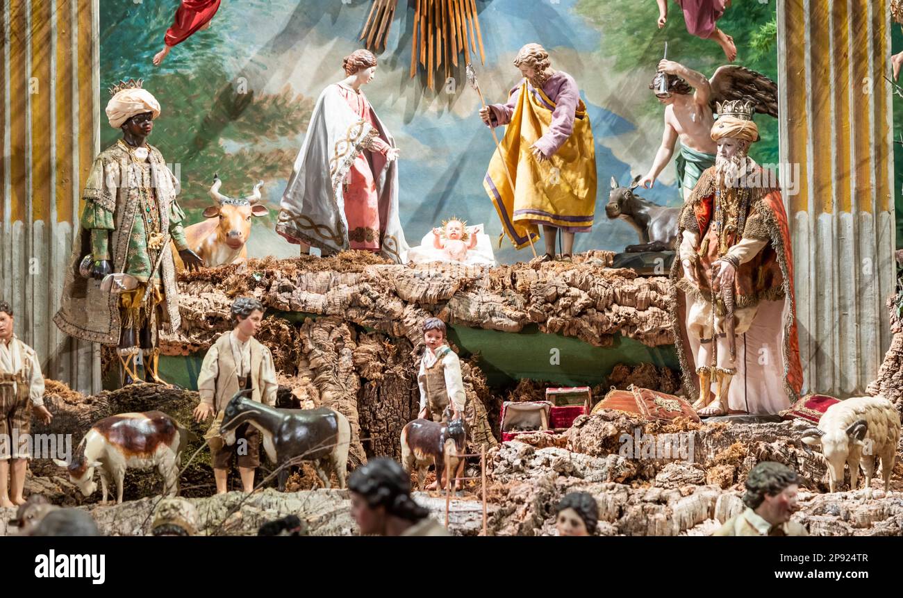 VENARIA REALE, ITALY - Circa January 2022: Italian crib - named presepe ...