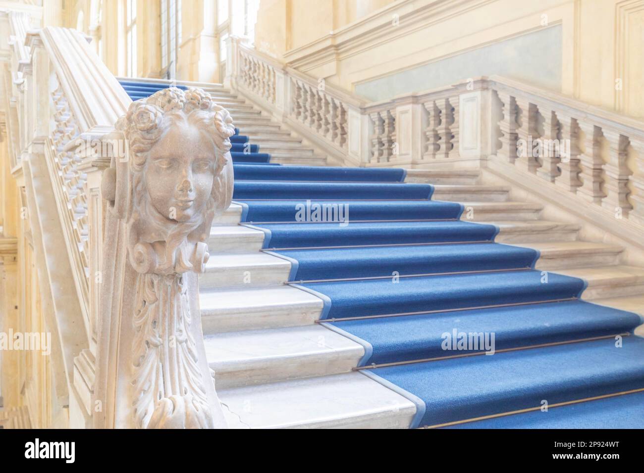 TURIN, ITALY - CIRCA JUNE 2021: The most beautiful Baroque staircase of ...