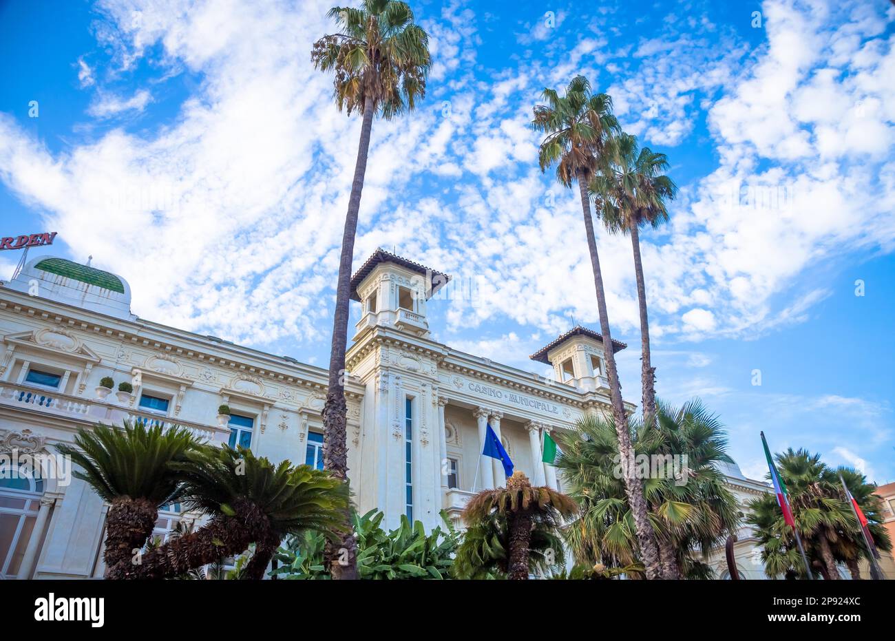 SANREMO, ITALY - CIRCA AUGUST 2020: view of the Sanremo Casino, one of ...