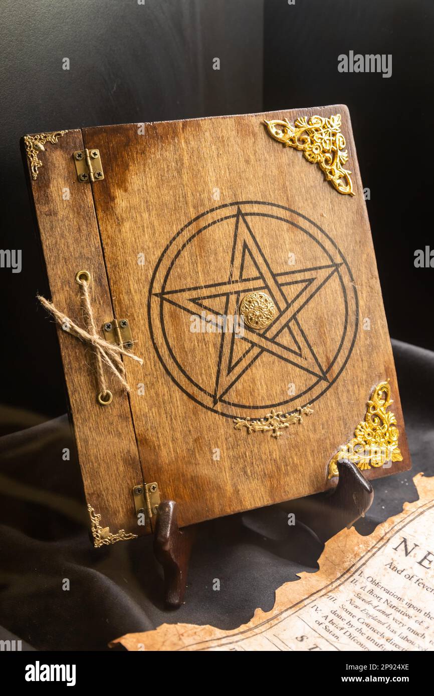 Old book of black magic. Concept for mystery, fantasy, dark evil Stock ...