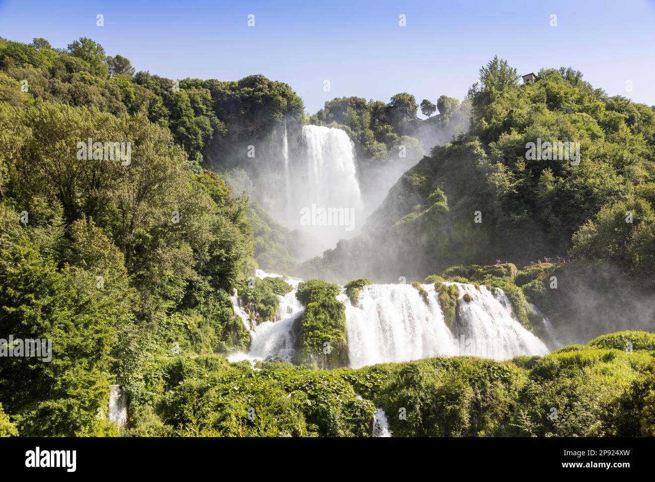 Marmore waterfall in Umbria region, Italy. Amazing cascade splashing ...