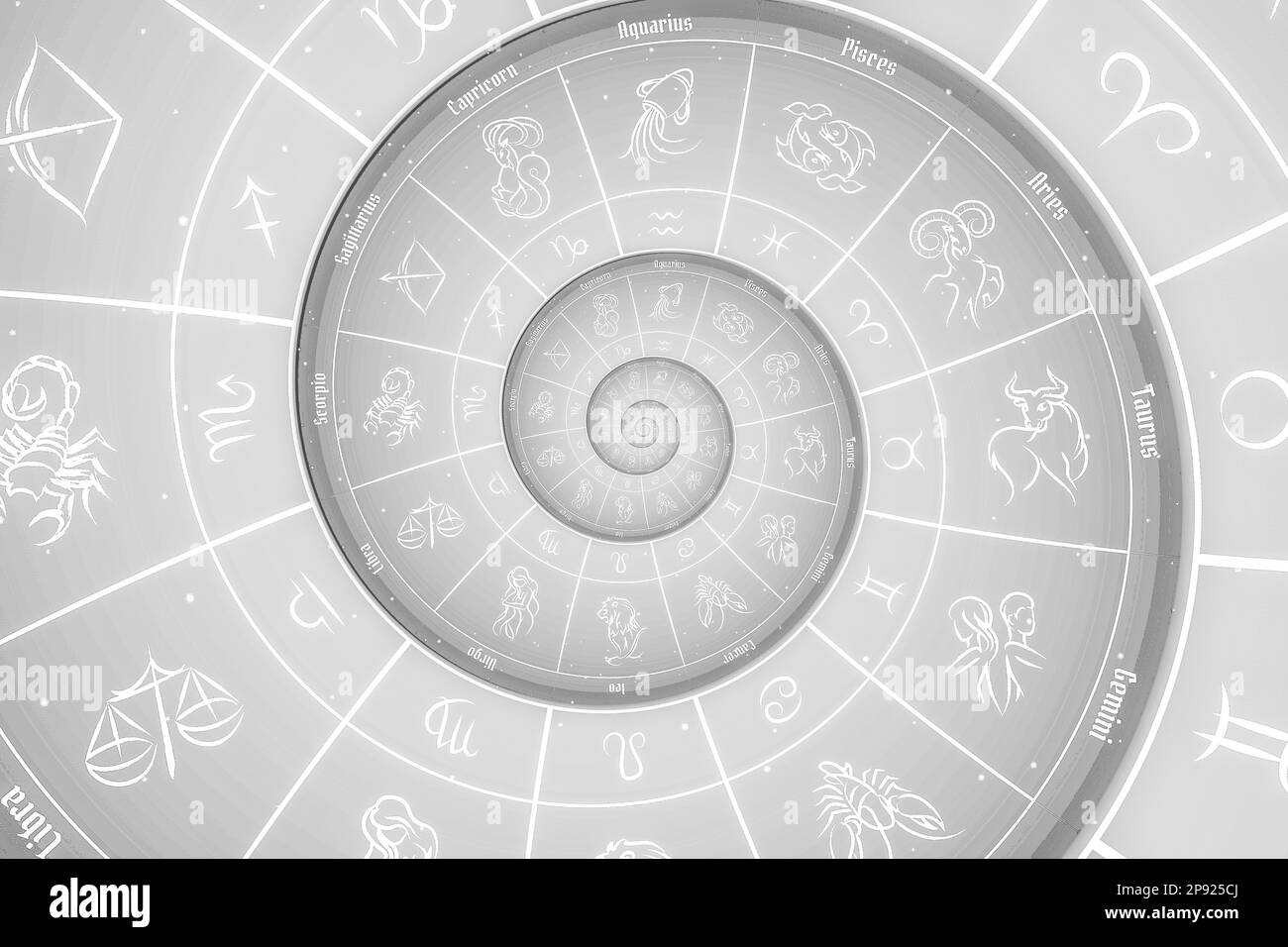 Astrological background with zodiac signs and symbol - white Stock ...