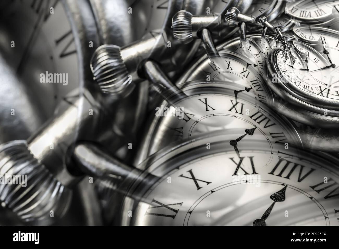 Droste effect background with infinite clock spiral. Abstract design ...