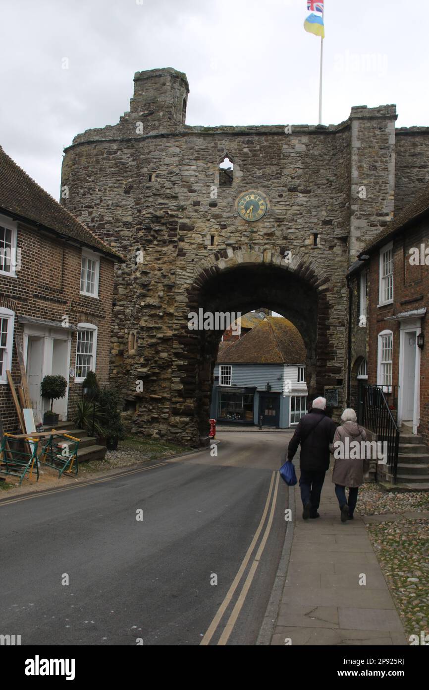 Historic Landgate Arch at Hilder's Cliff in Rye Town, East Sussex, UK ...