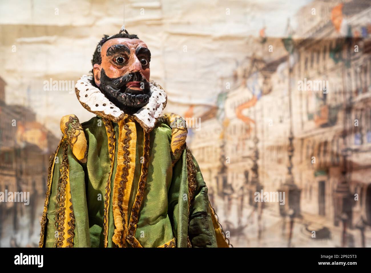 Vintage puppet show theatre made of wood. Old historical puppets Stock ...