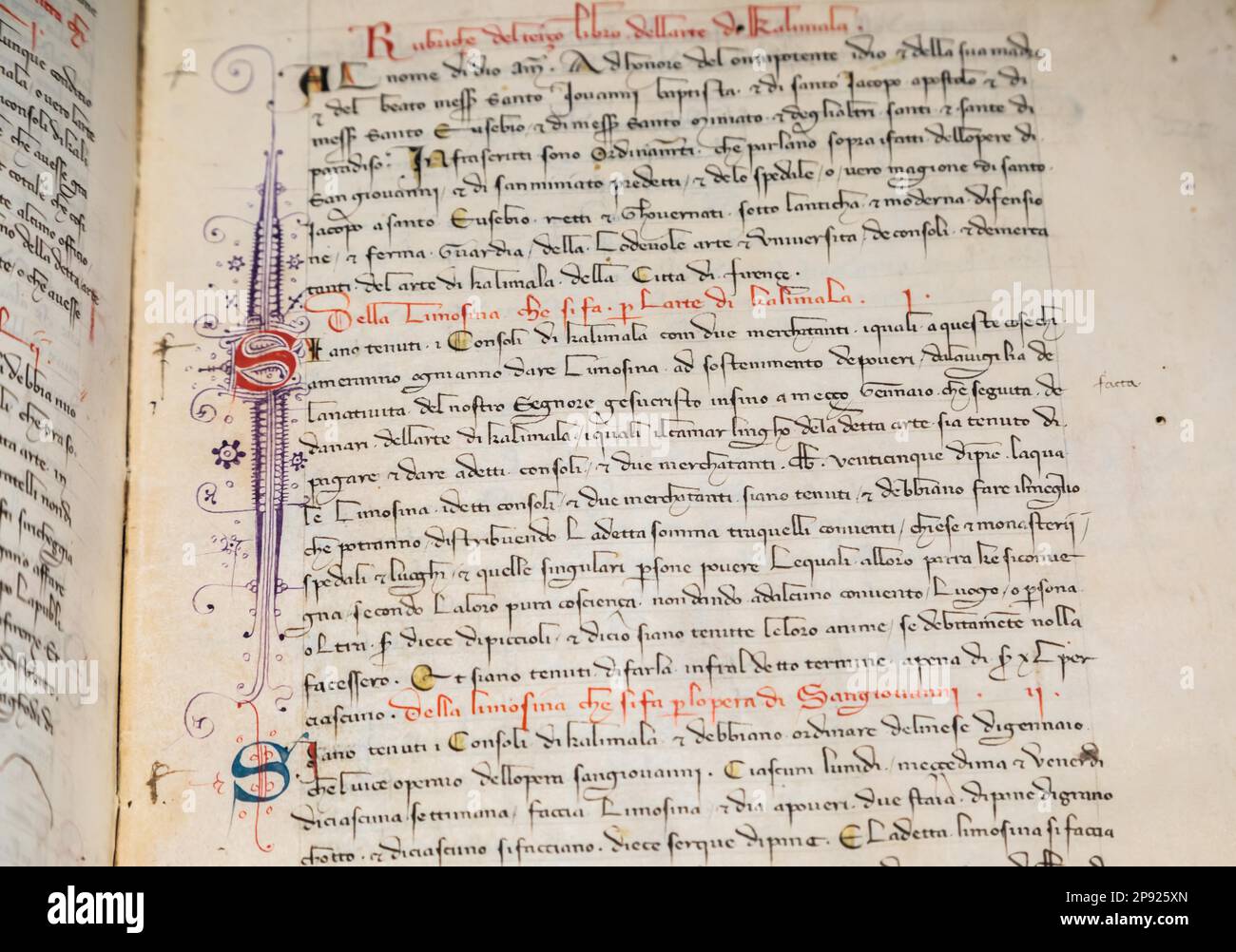 FLORENCE, ITALY - circa July 2021. Antique manuscript sheet from Dante ...