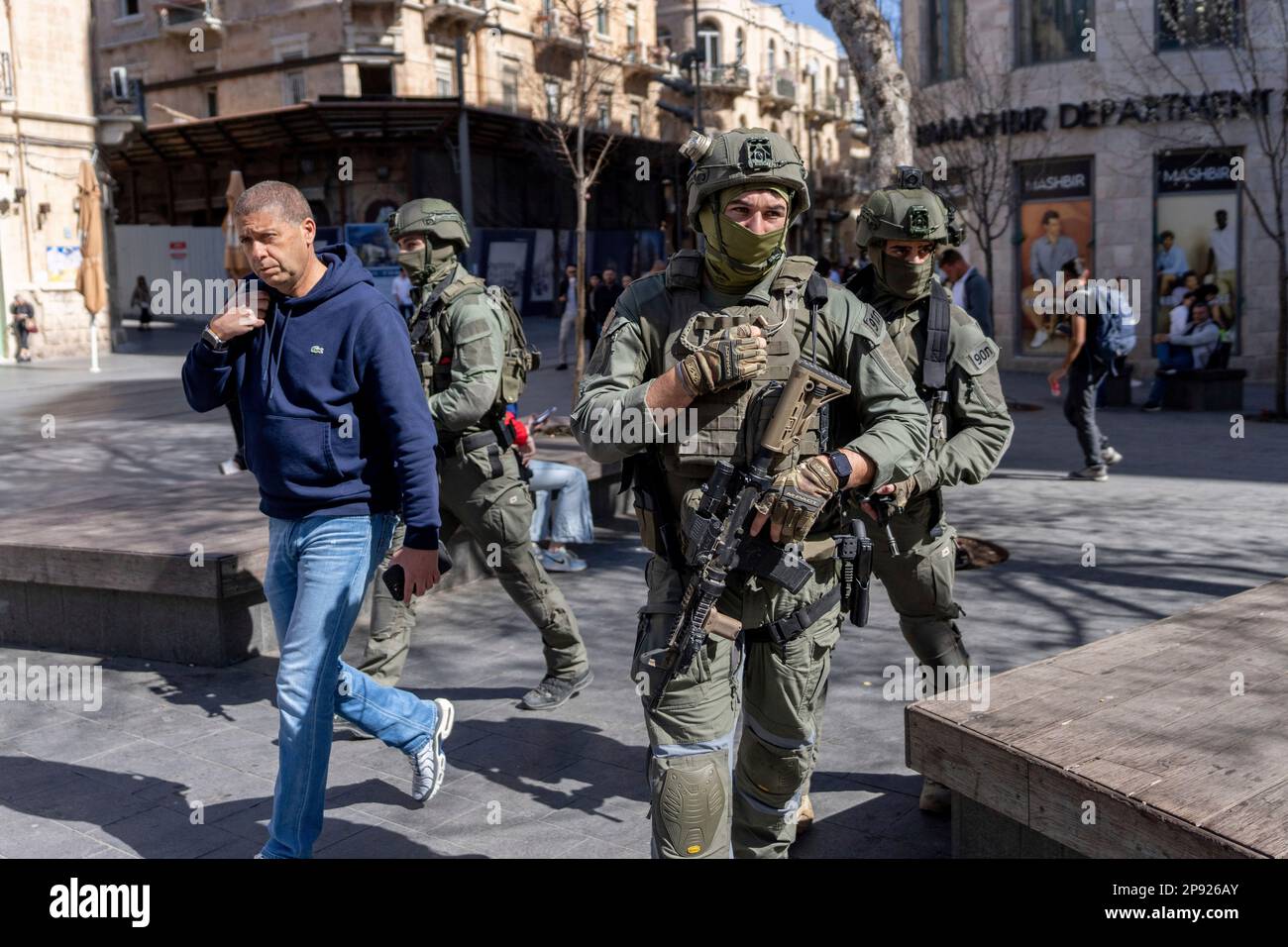 Members of Yamas, an Israeli Border Police unit, patrol the streets of ...
