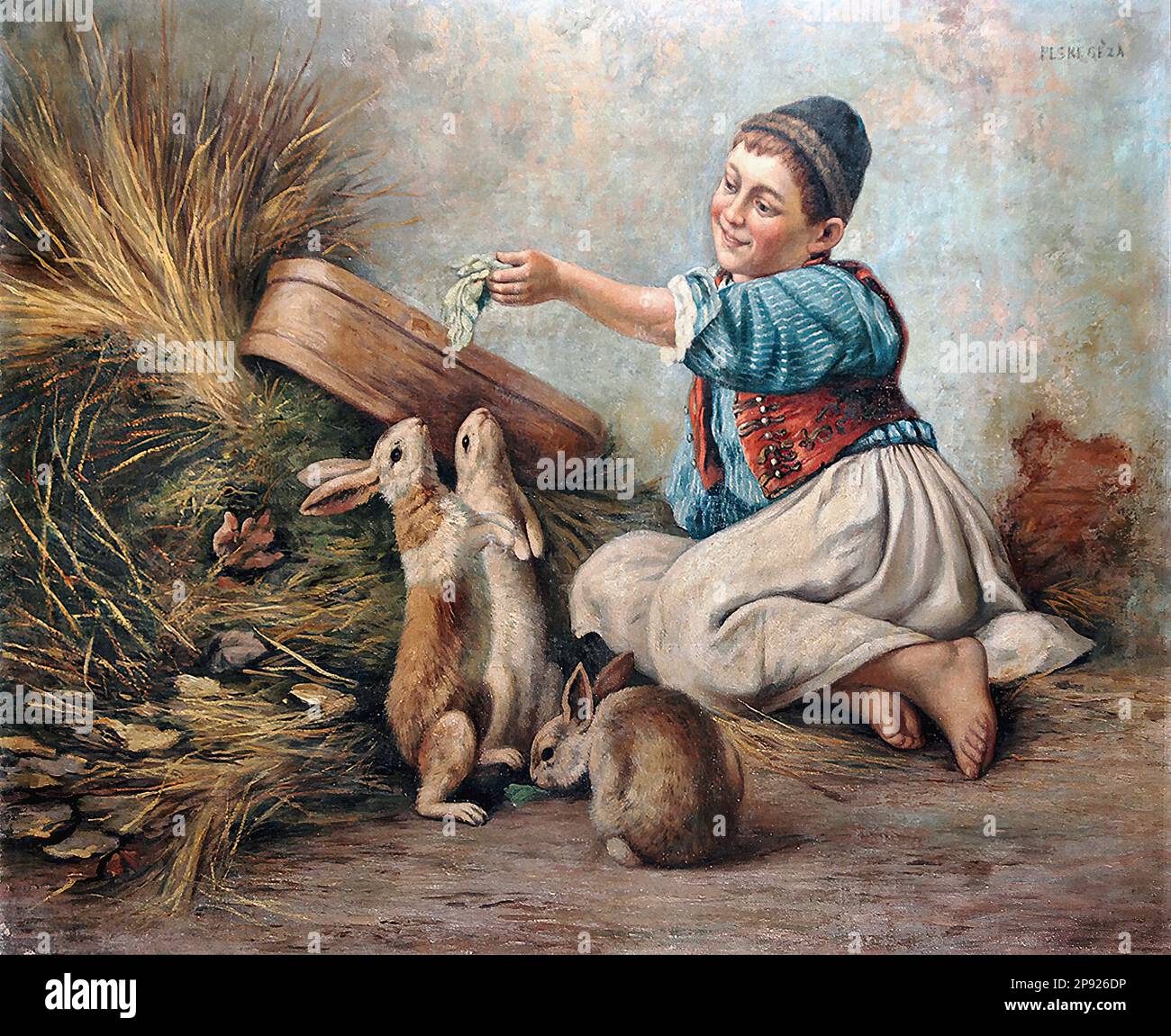 Peske Géza - Nyulak etetése - Magyar Iskola - XIX - Peske Géza ...