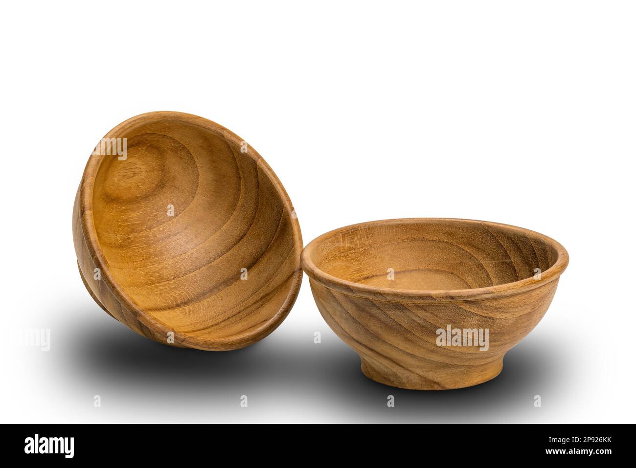 Closeup view of wooden cups isolated on white background with clipping ...