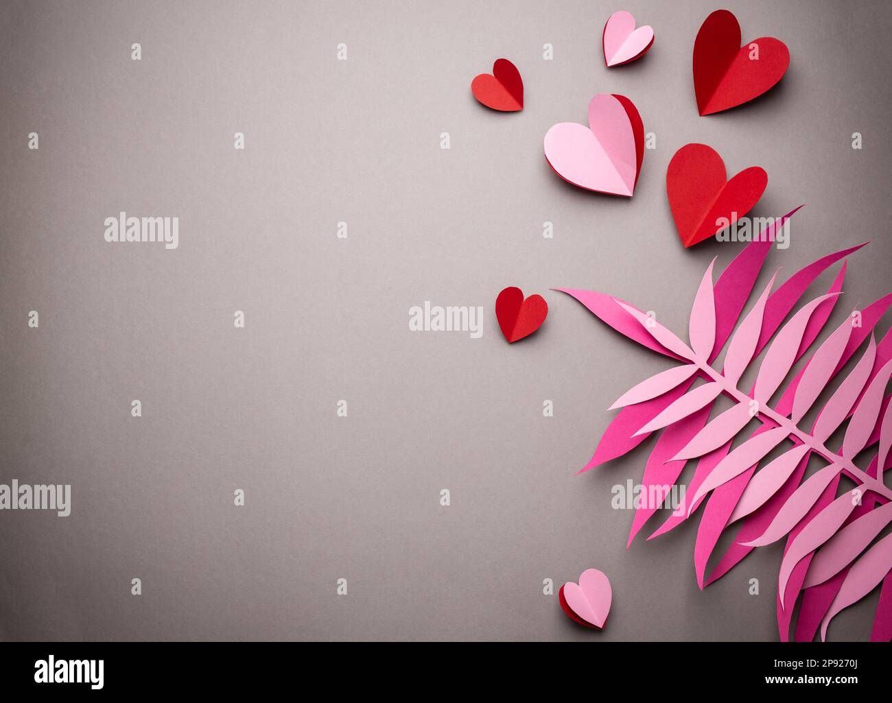 Flat lay romantic Valentines day backdrop, paper art decoration. Paper ...