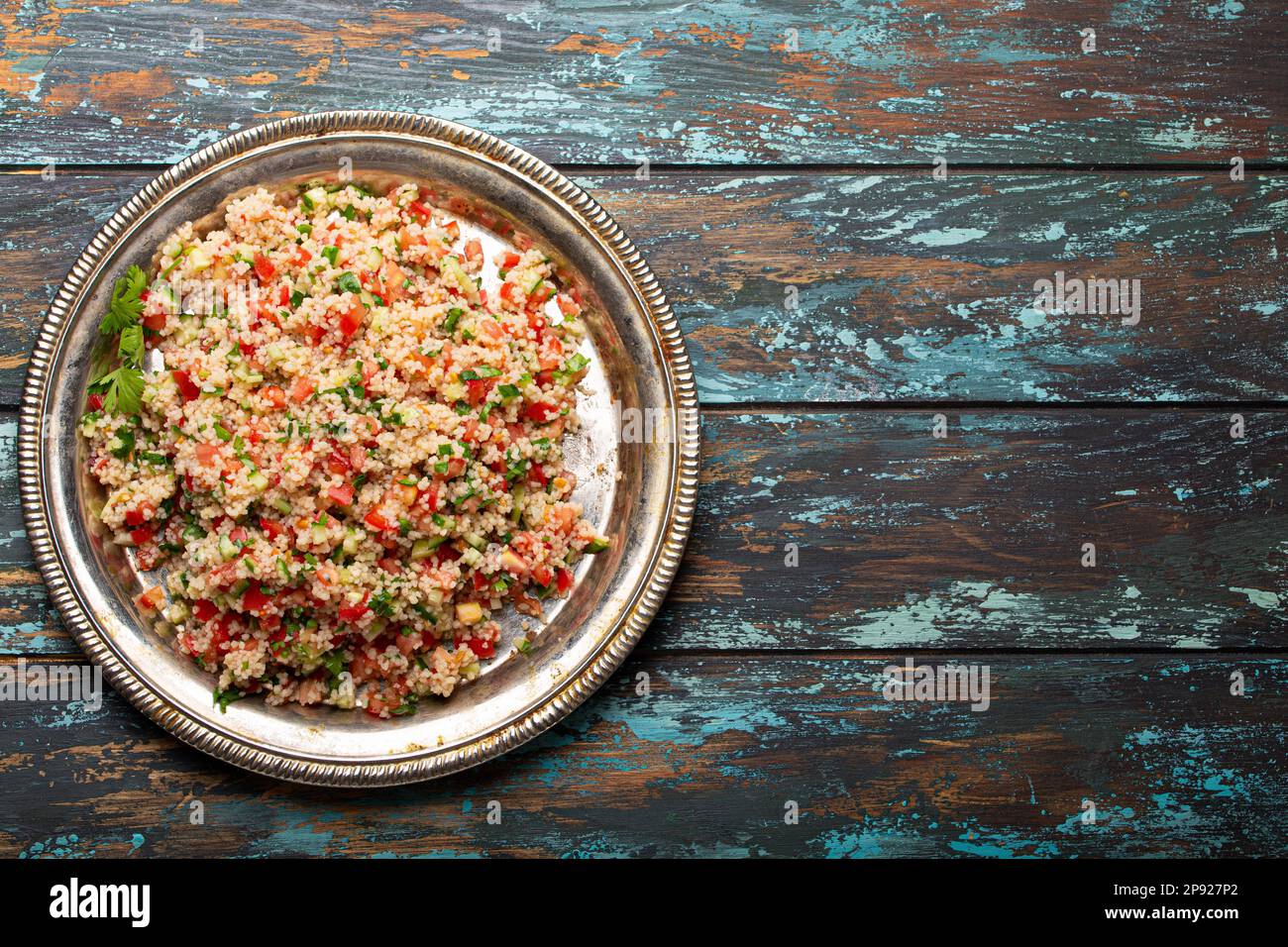 Middle eastern and Mediterranean traditional vegetable salad tabbouleh ...