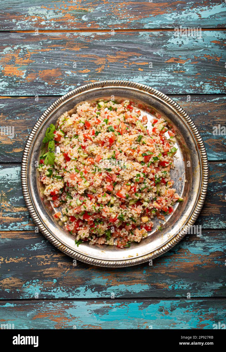 Middle eastern and Mediterranean traditional vegetable salad tabbouleh ...
