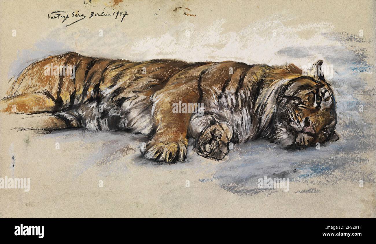 Vastagh Géza - Schlafender Tigris - Magyar Iskola - XIX - Vastagh Geza ...