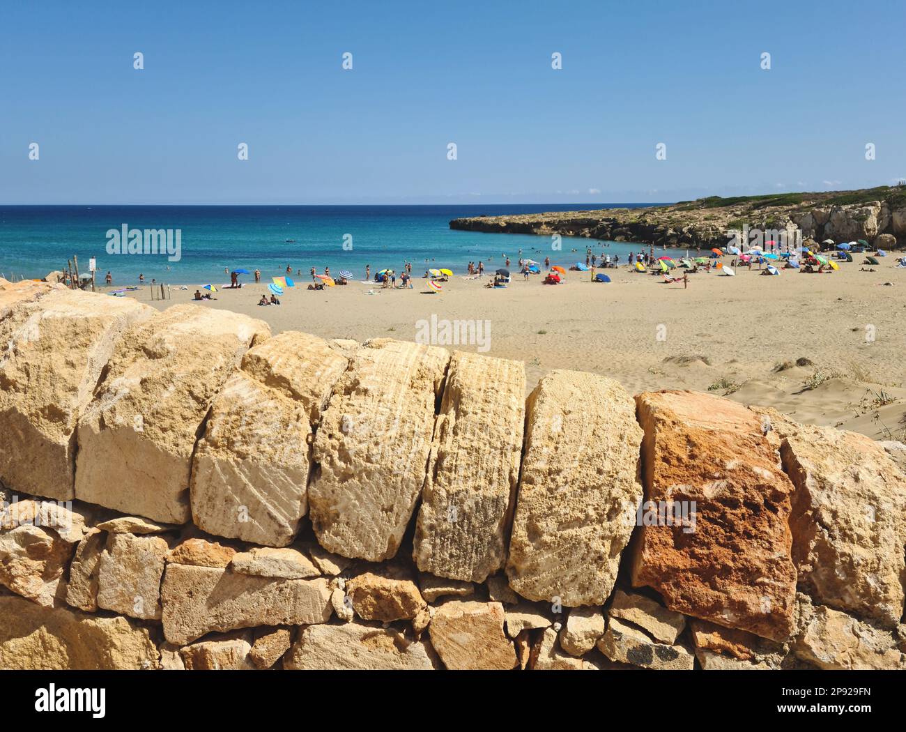 Calamosche beach is located between the archaeological remains of Eloro ...