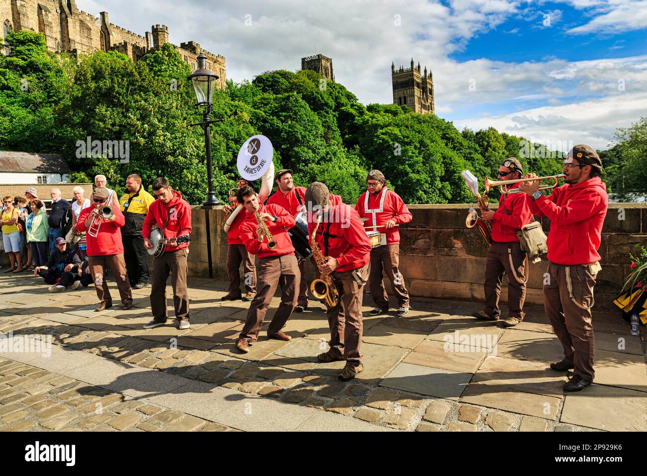 Street musicians and passers-by, band at the Brass International ...