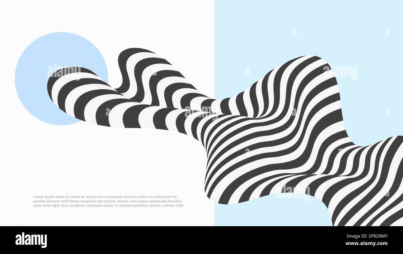 Black and white wave. Striped wavy line compositions. Minimal abstract ...