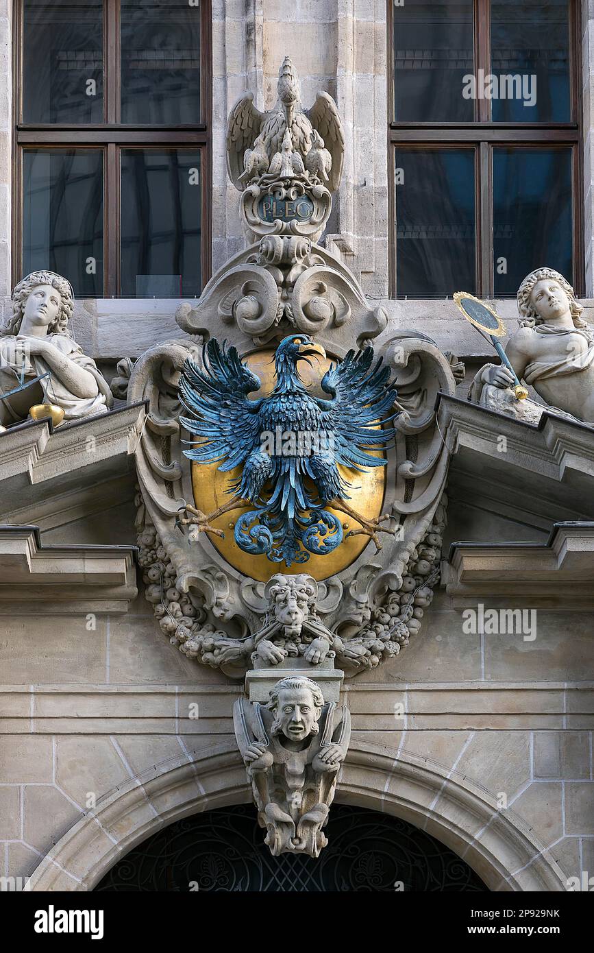 Imperial eagle and sculptures at the central entrance portal of the ...
