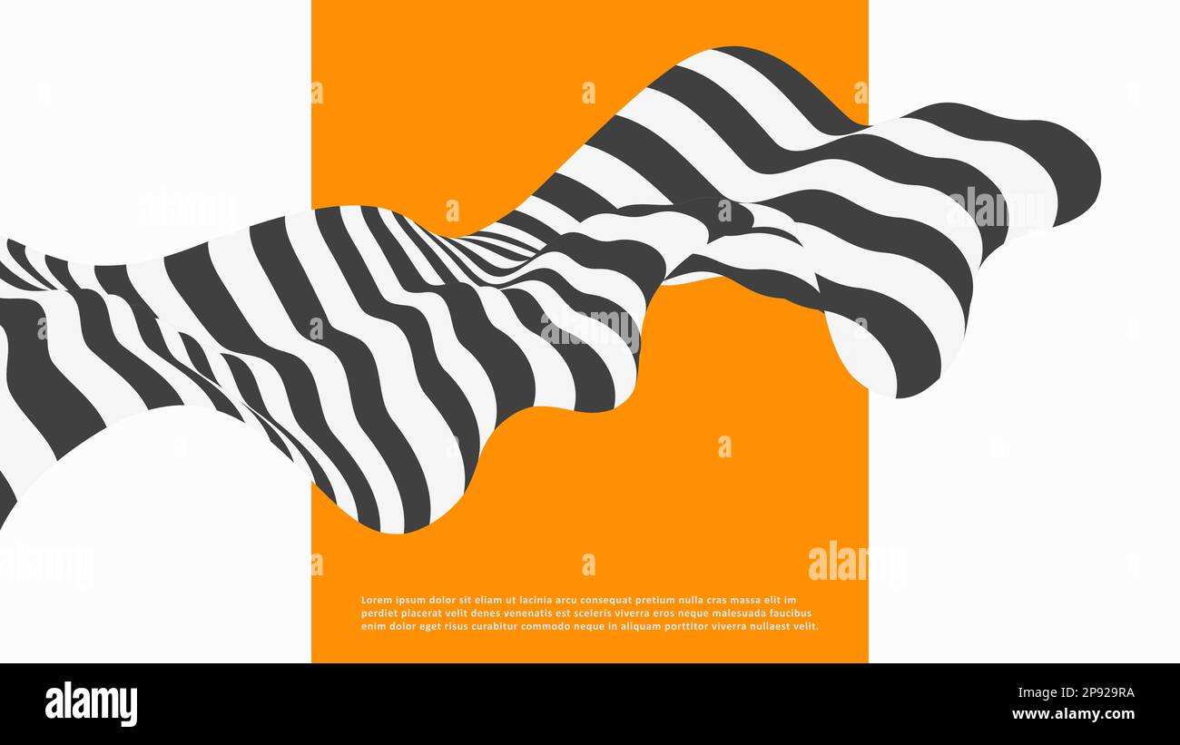 Black and white wave. Striped wavy line compositions. Minimal abstract ...