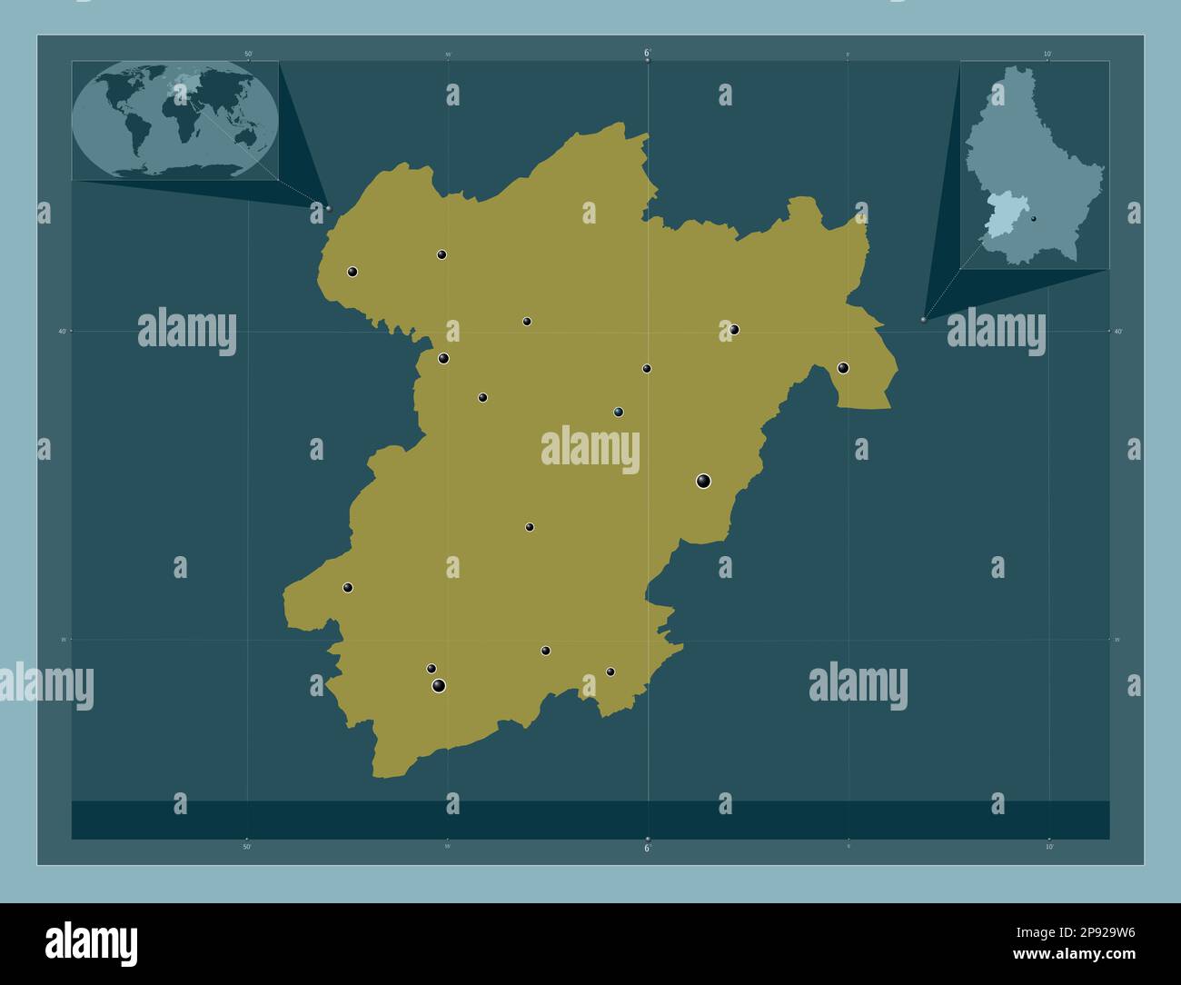Canton Capellen, canton of Luxembourg. Solid color shape. Locations of ...