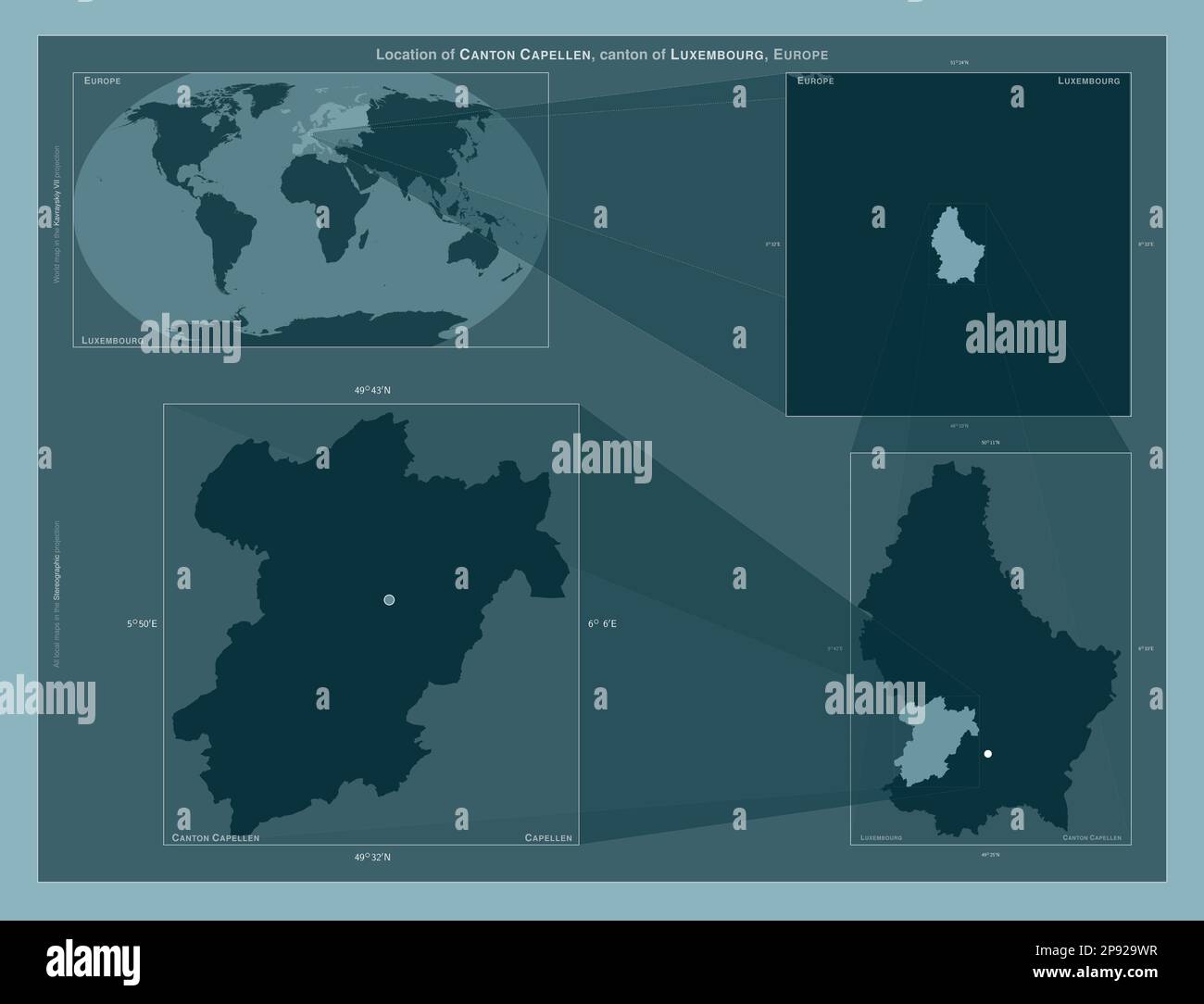 Canton Capellen, canton of Luxembourg. Diagram showing the location of ...