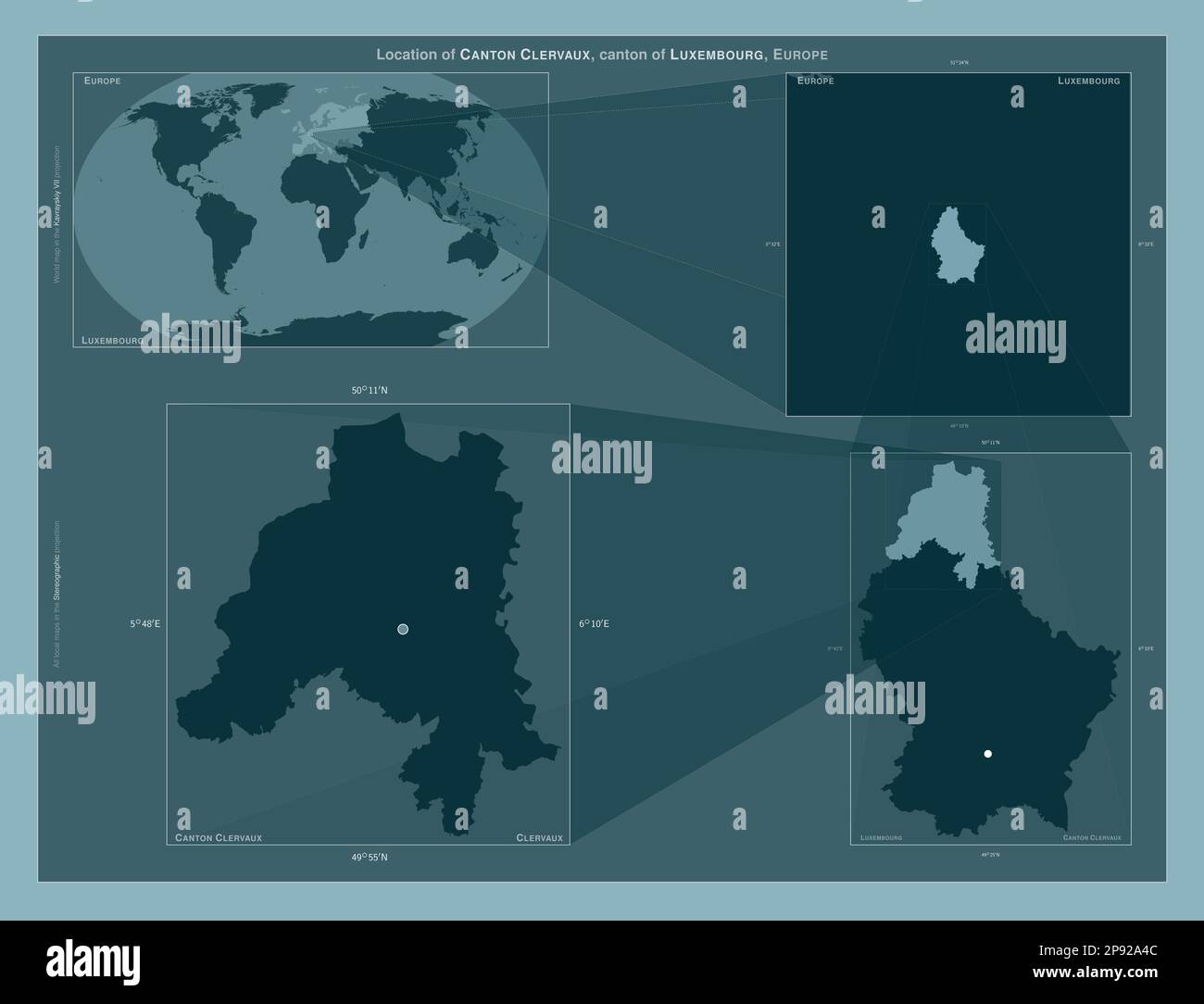 Canton Clervaux, canton of Luxembourg. Diagram showing the location of ...