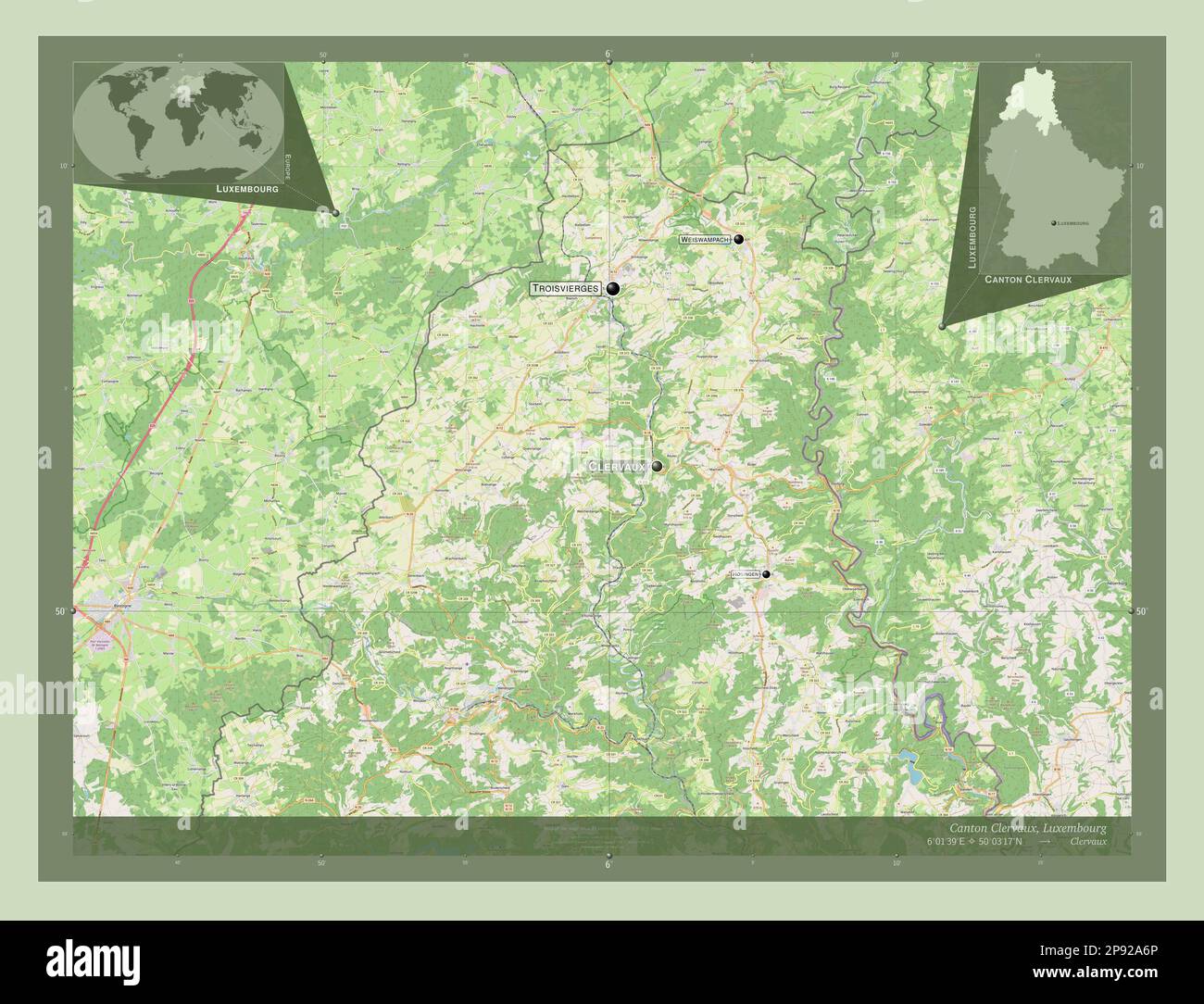 Canton Clervaux, canton of Luxembourg. Open Street Map. Locations and ...