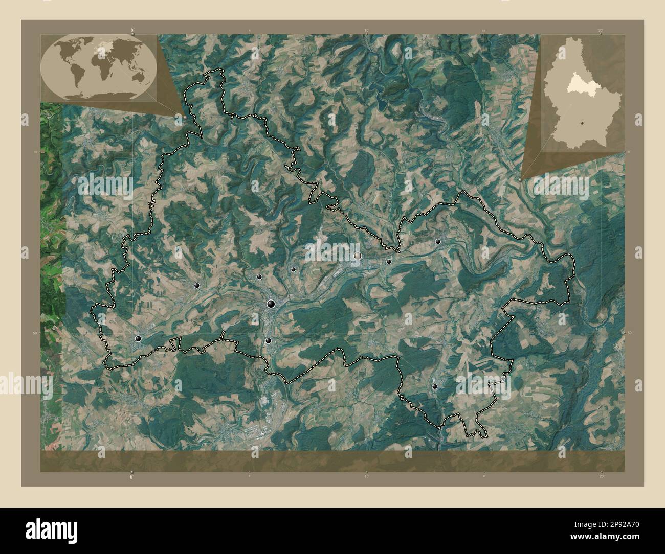 Canton Diekirch, canton of Luxembourg. High resolution satellite map ...