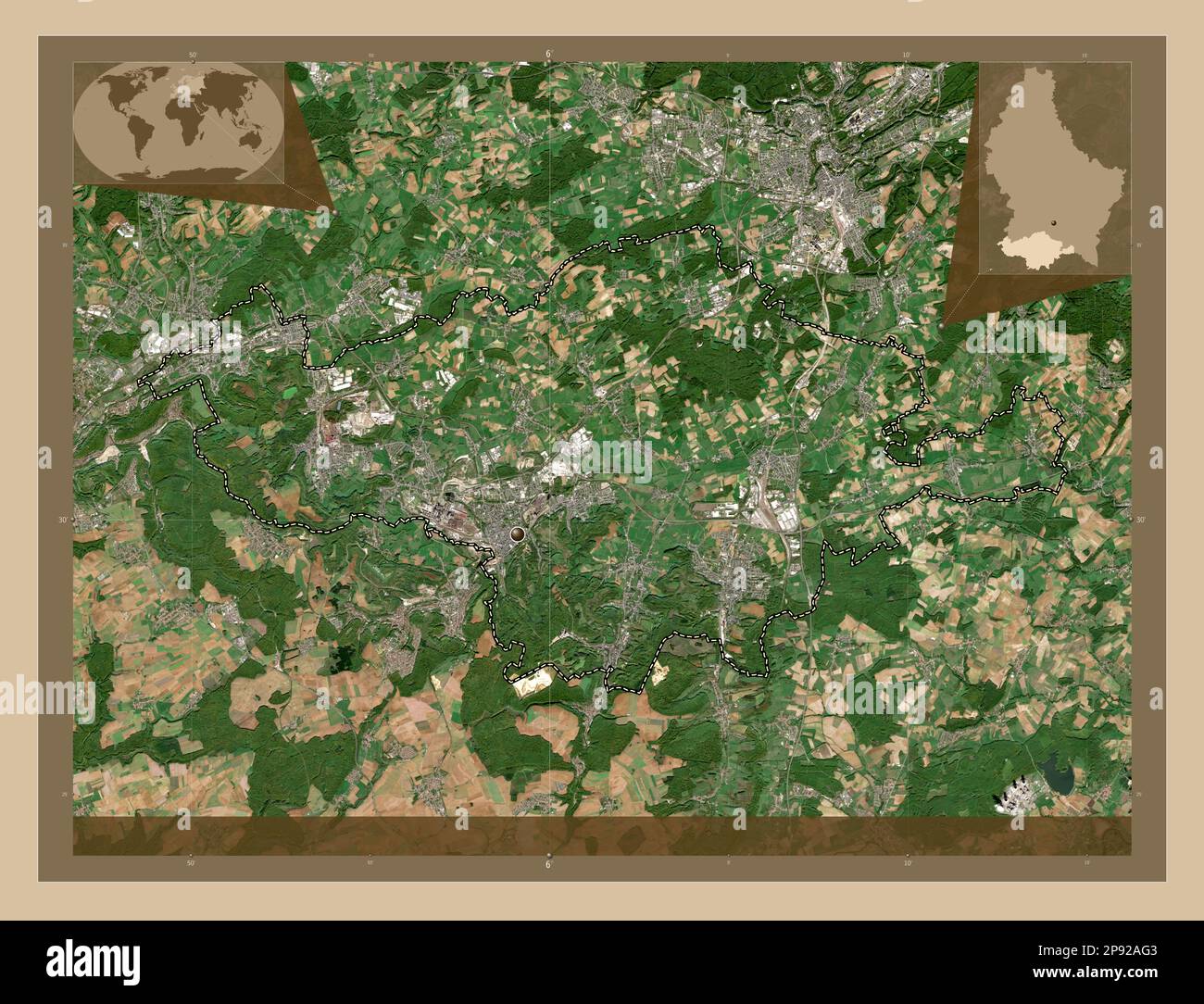 Canton Esch-sur-Alzette, canton of Luxembourg. Low resolution satellite ...