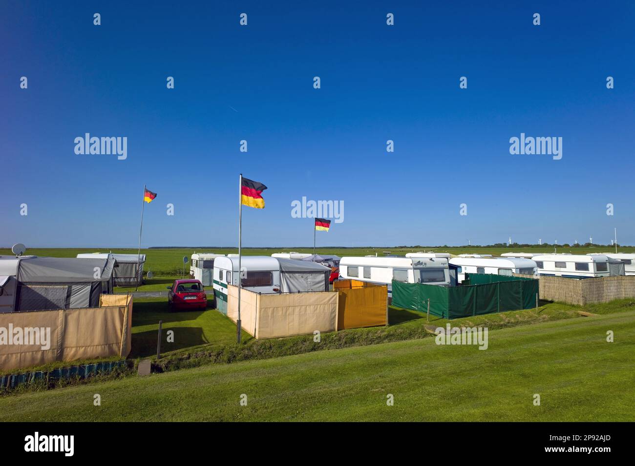 The campsite in Spieka Neufeld, district of Cuxhaven, Germany Stock ...