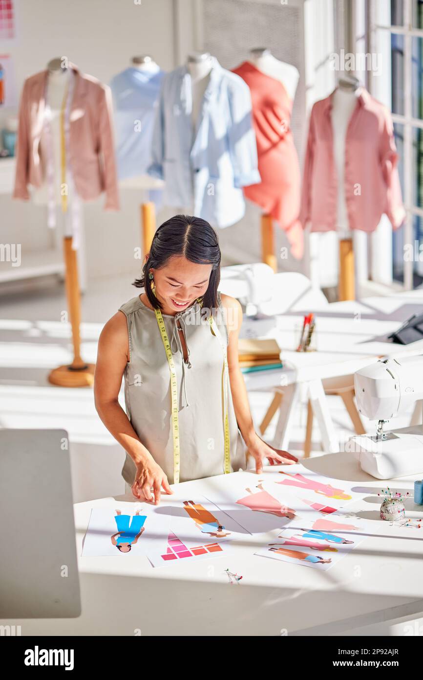 Planning, fashion and designer creative with clothes design, drawing or ...