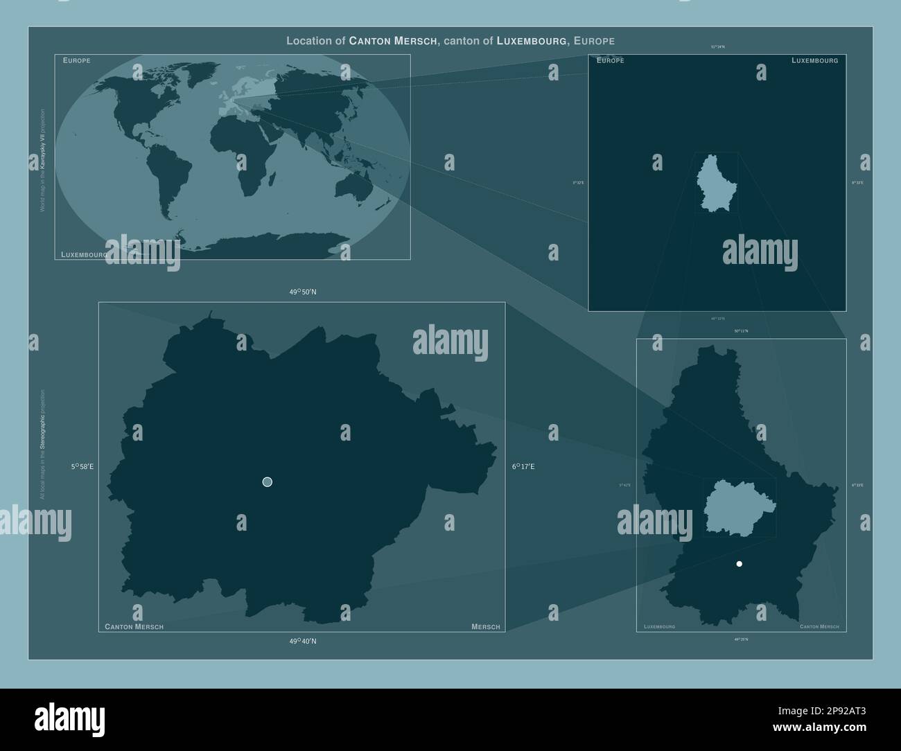 Canton Mersch, canton of Luxembourg. Diagram showing the location of ...
