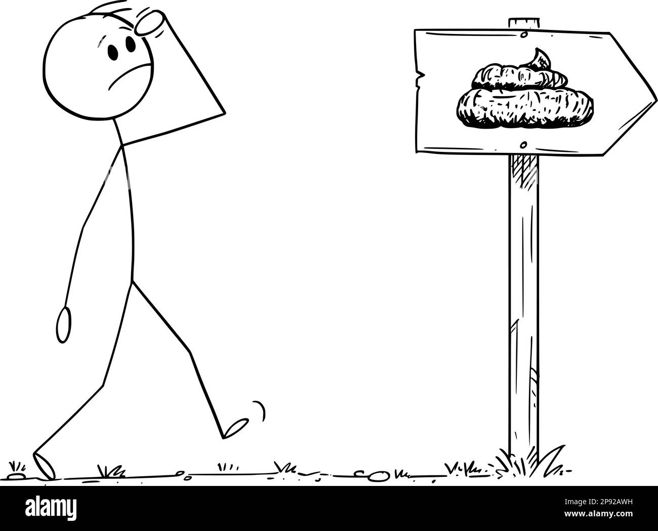 Businessman or Person Following the Way of Excrement or Feces , Vector ...