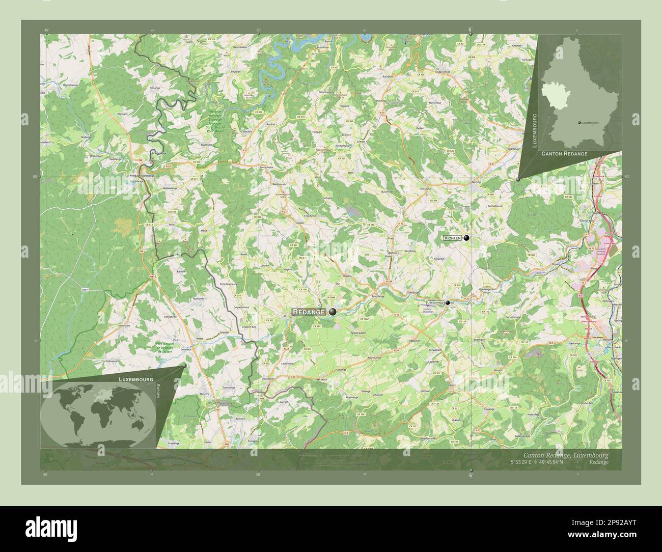 Canton Redange, canton of Luxembourg. Open Street Map. Locations and ...
