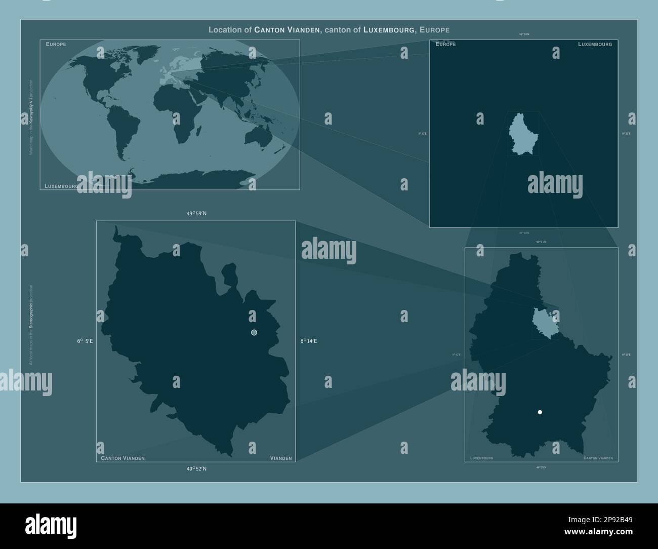 Canton Vianden, canton of Luxembourg. Diagram showing the location of ...