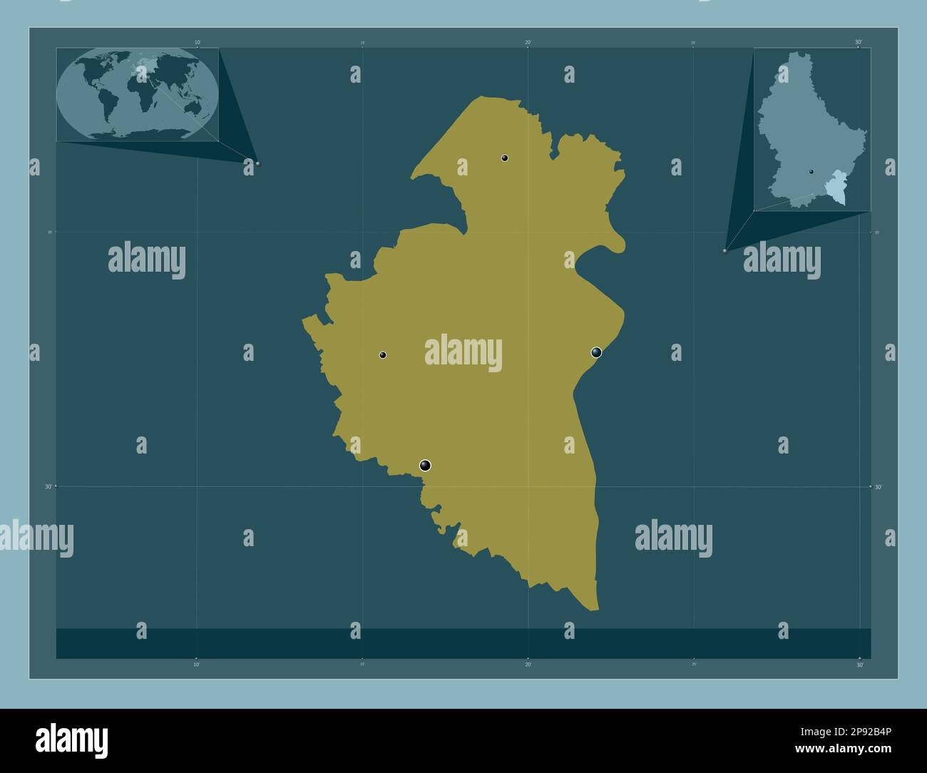 Canton Remich, canton of Luxembourg. Solid color shape. Locations of ...