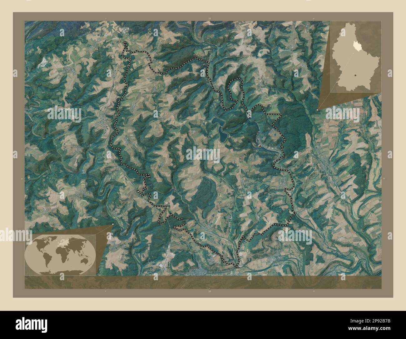 Canton Vianden, canton of Luxembourg. High resolution satellite map ...
