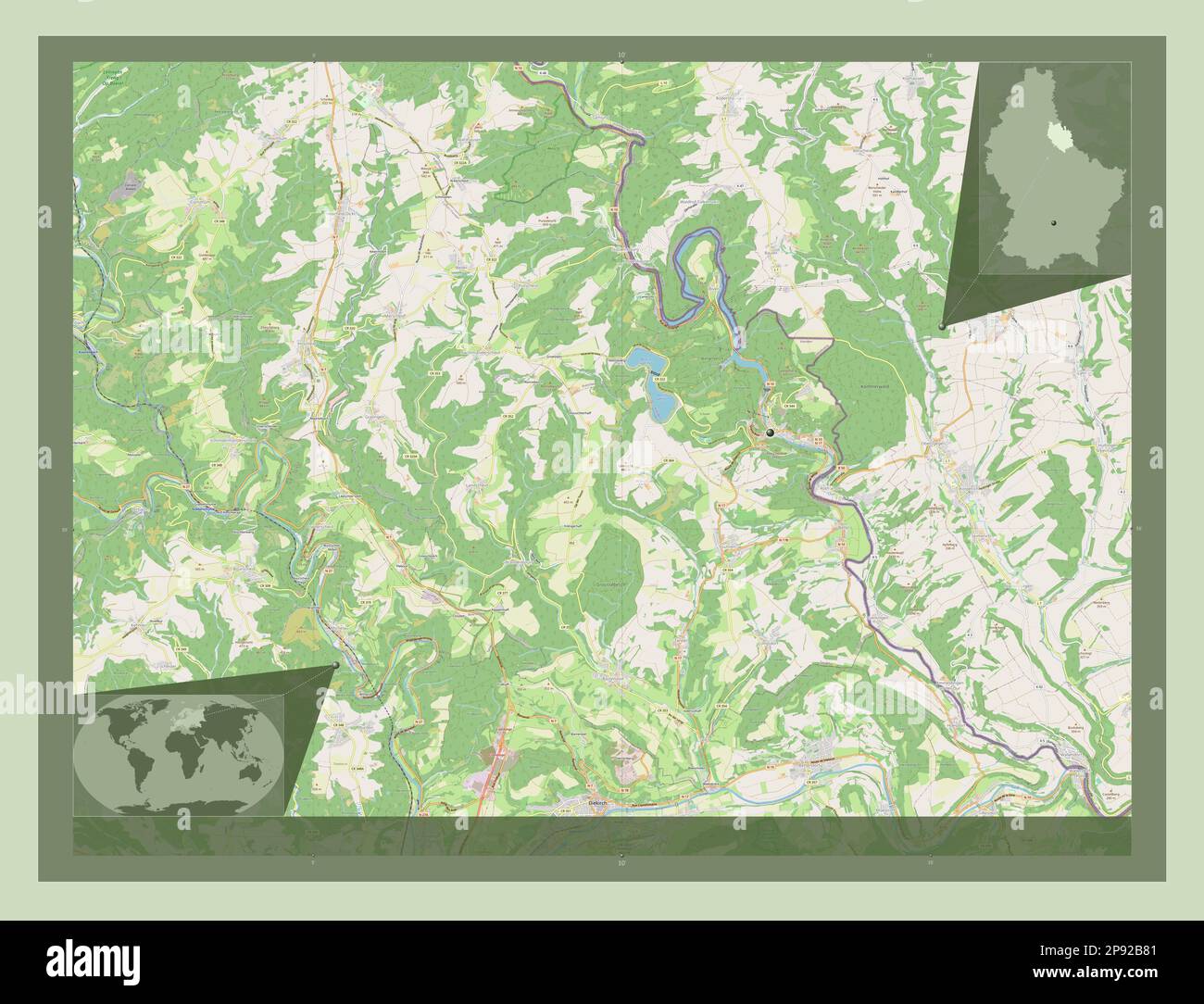 Canton Vianden, canton of Luxembourg. Open Street Map. Corner auxiliary ...