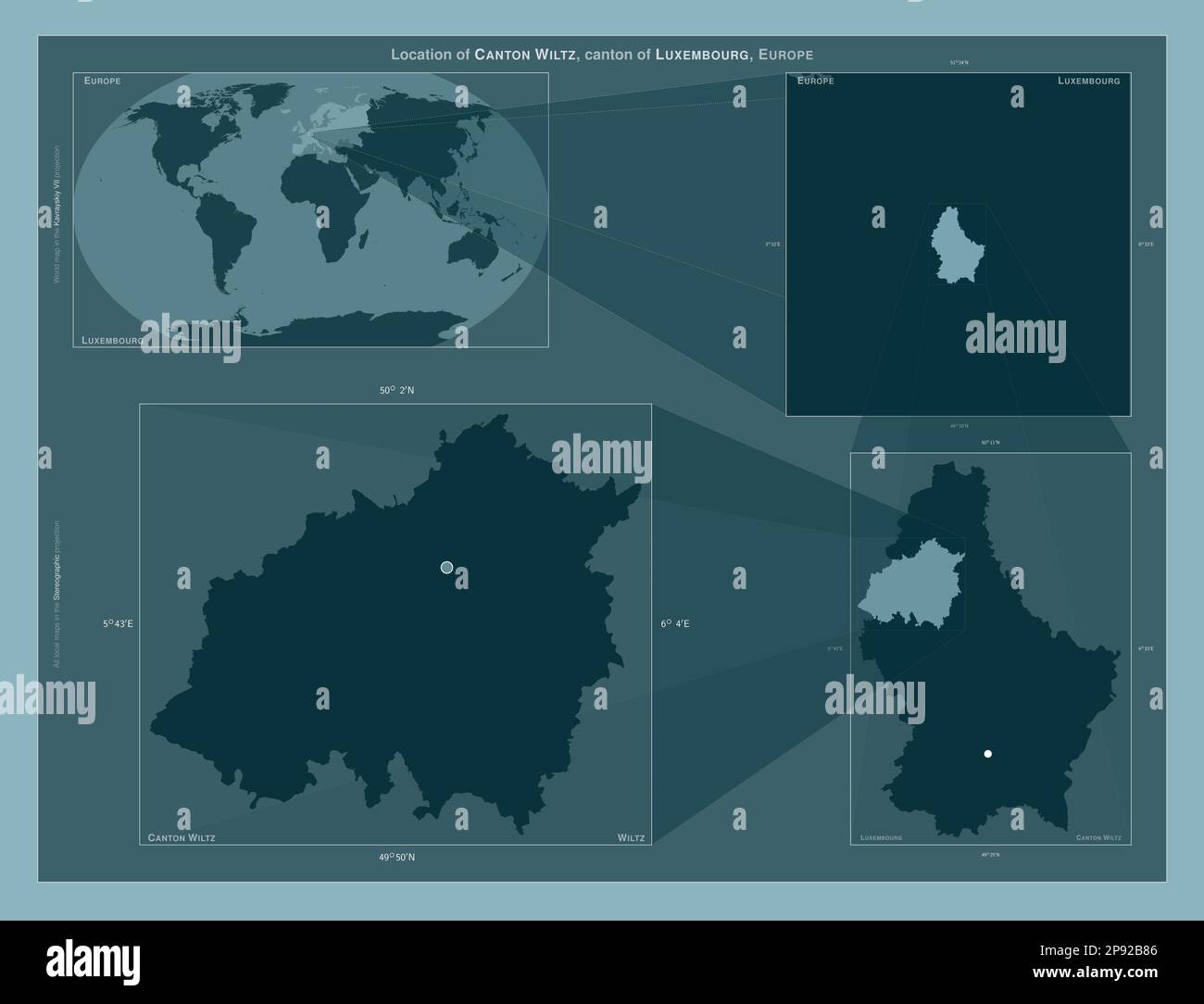 Canton Wiltz, canton of Luxembourg. Diagram showing the location of the ...